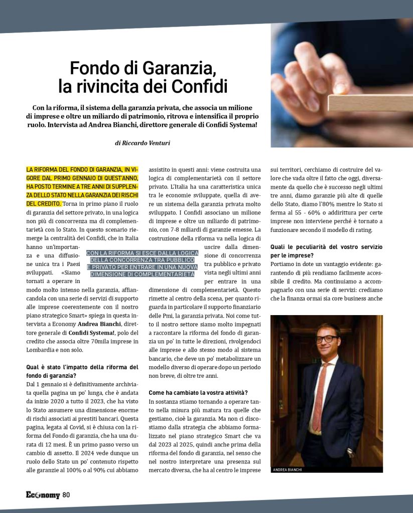 Fondo di Garanzia, la rivincita dei Confidi. - ConfidiSystema